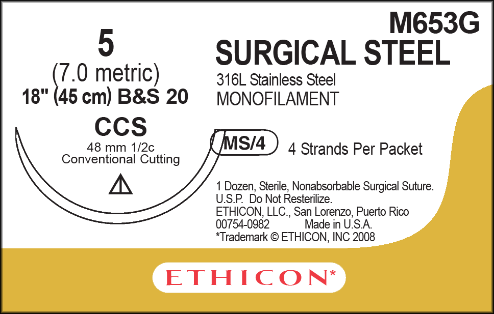 Buy Ethicon Surgical Steel Suture 5-0 - M653G Pack of 12 at Best Price ...