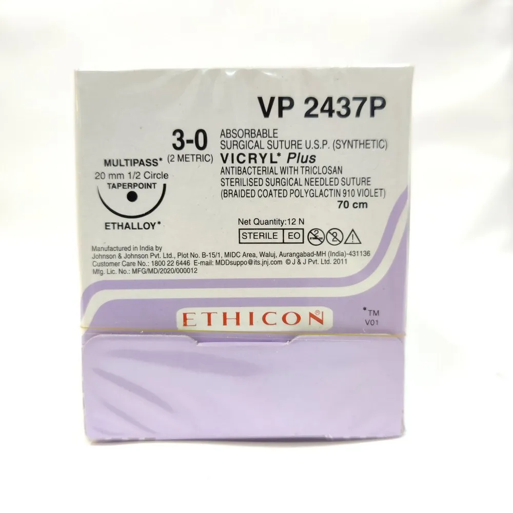 Buy Ethicon Vicryl Plus Suture 3-0 - 70cm VP2437P Pack of 12 at Best Price Online.