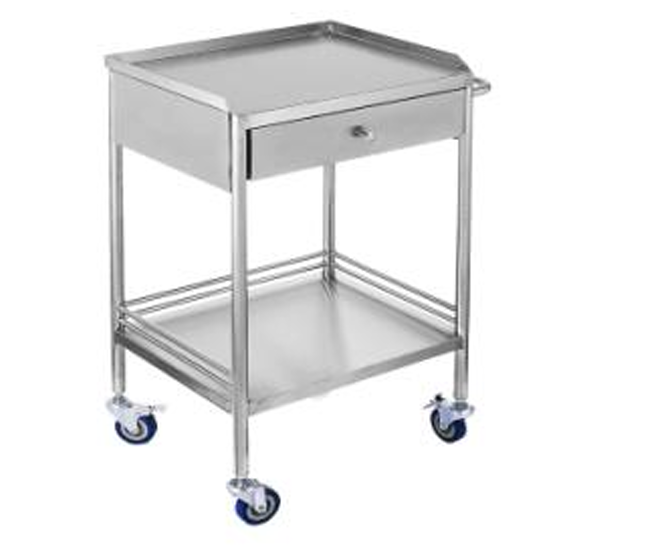 Buy Two Shelves Stainless Steel Trolley with Drawer (SUS-63057D) In UAE